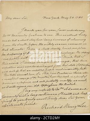 This letter from Richard Henry Lee to his brother Arthur, dated during ...