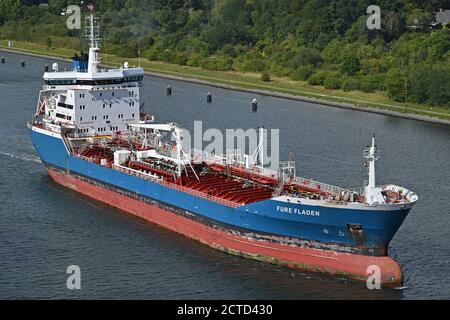 Chemical / Oil Products Tanker FURE SKAGEN passing the Kiel Canal Stock ...