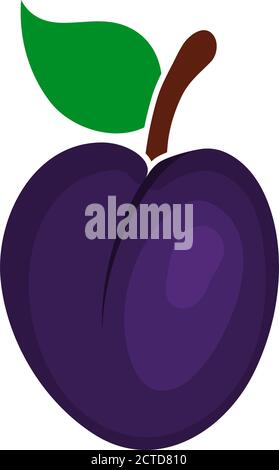 Icon Of Plum In Ui Colors. Flat Circle Stencil Design With Long Shadow ...