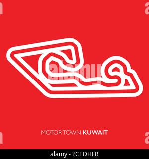 Motor Town circuit, Kuwait. Motorsport race track vector map Stock ...