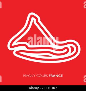 Magny Cours circuit, France. Motorsport race track vector map Stock ...