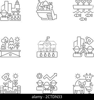 Urban development linear icons set. Gentrification, Redevelopment ...
