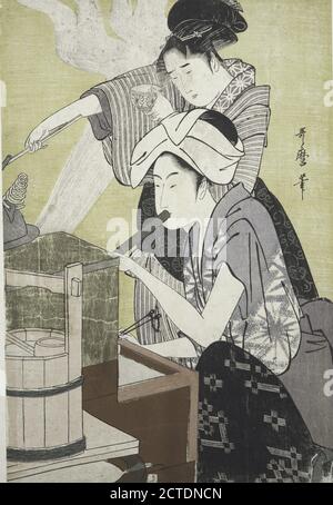 Daidokoro, Kitchen scene, Kitagawa, Utamaro (1753?-1806), Artist ...
