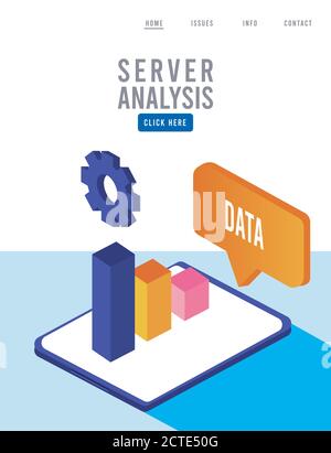 data analysis technology with tablet and speech bubble vector ...
