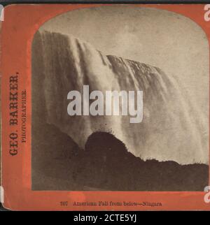 'American Fall from Below, Niagara,' by George Barker, is a 19th-century painting that captures ...