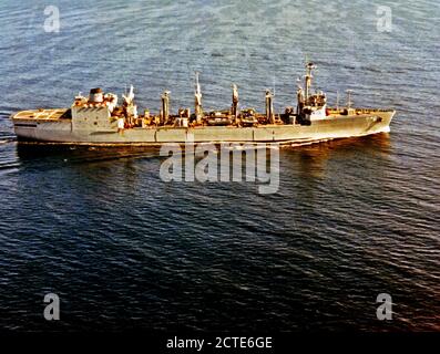 1979 - A starboard beam view of the replenishment oiler USS KALAMAZOO ...