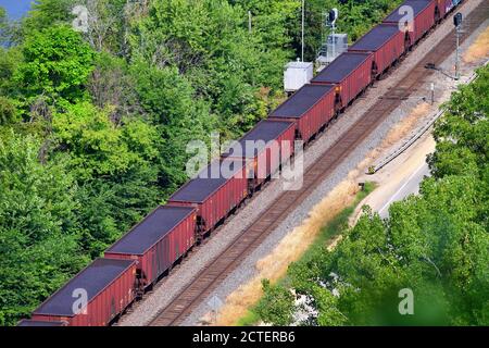 Mississippi River And Railroad Tracks Scenic Autumn Landscape Stock ...