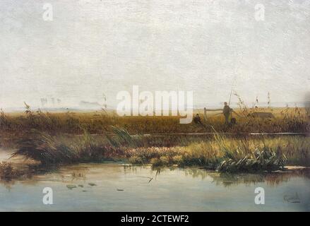 Gabriel Paul Joseph Constantin - Visser in Zijn Vlet Op Een Poldervaart ...