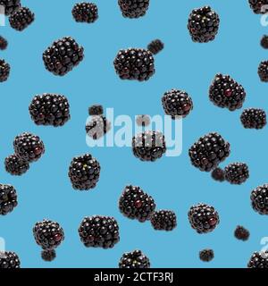 Falling Bramble Seamless pattern. Fresh Falling blackberry seamless ...