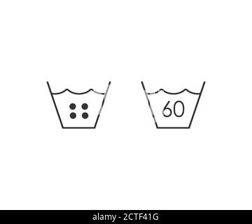 Wash at 60 degree label logo design. Water temperature 60C. Laundry ...