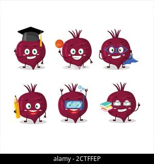 School student of beet cartoon character with various expressions ...