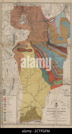 Geological map of western Wyoming 1874 by Comstock, Theo. B. (Theodore ...