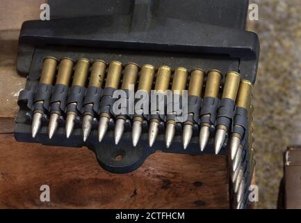 British 0.303 cartridges in machine gun feed link Stock Photo - Alamy