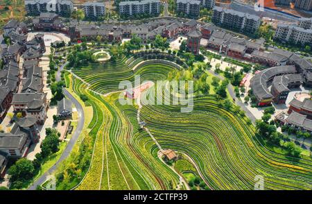 Aerial view of the terraces in Bijie city, south China's Guizhou ...