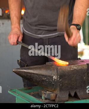 Blacksmith tools and actions forging iron objects Stock Photo - Alamy