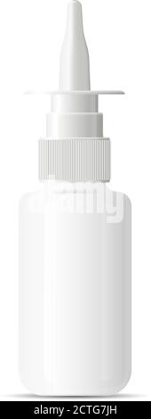3D Vector nasal, eye drops. Closed plastic bottle. Container with ...