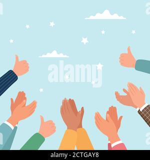 Hands clapping. Thumbs up and applause gestures. Congratulation, appreciation and business ...