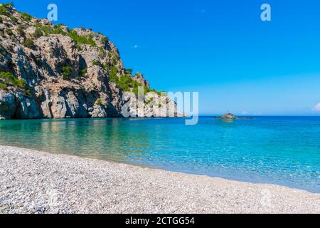 Panorama of Achata beach on Karpathos island, Greece Stock Photo - Alamy