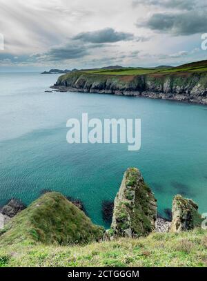 Wales coast Pembrokeshire from Caerfai Bay to St Nons towards Ramsey ...