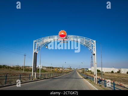Zhanazhol, Aktobe region, Kazakhstan: Oil refinery plant in desert ...