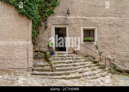 architectural detail of Falkenstein Castle in Bavaria at summer time ...