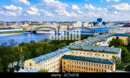 Bolsheokhtinsky Bridge (Big Okhta bridge) across the Neva River in St ...