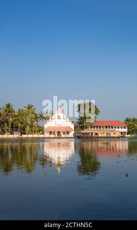 Scenic Kerala backwaters near Alleppey in India, water channels, small ...