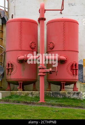 The air tanks for the foghorn at the lighthouse on Ardnamurchan Point ...
