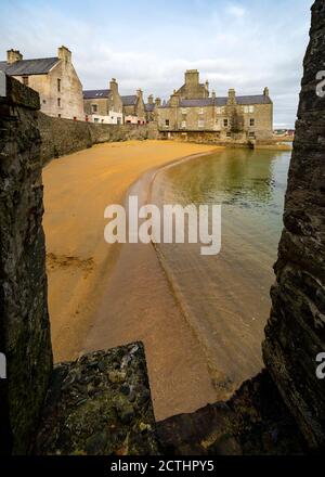 View of Bain's Beach on Commercial Street in old town of Lerwick ...