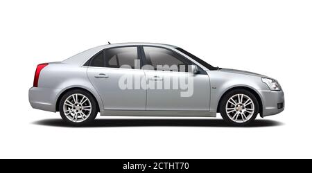 American sedan family car, side view isolated on white background Stock ...