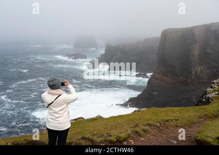 Dramatic sea cliffs at Esha Ness, Shetland Stock Photo - Alamy
