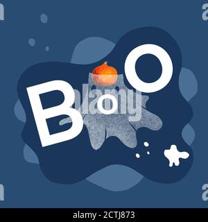 Mr. Pumpkin in a sheet dressed as a ghost. He's yelling boo. Halloween ...