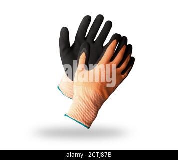 Pair of orange safety gloves isolated on white Stock Photo - Alamy