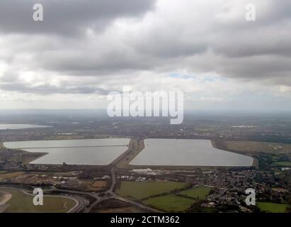Staines Reservoir near West London from the air Stock Photo - Alamy