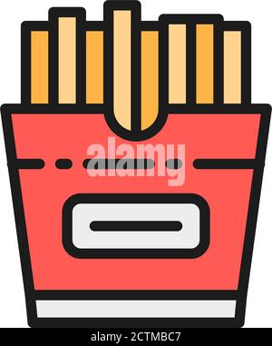 French fries icon. Flat vector related icon with long shadow for web ...