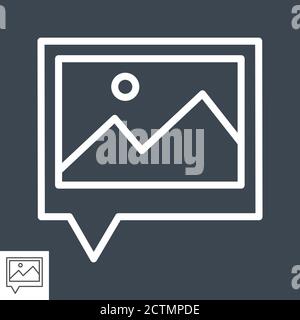 Photos icon line isolated on white background. Black flat thin icon on ...