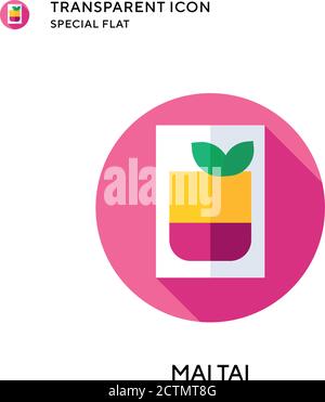 Mai Tai alcoholic cocktail with garnish in cartoon style isolated on ...