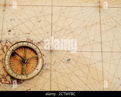 Old compass over ancient map Stock Photo - Alamy