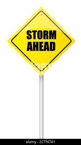 Tornado warning - message on yellow road sign Stock Photo - Alamy