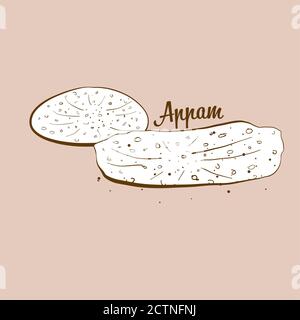Hand drawn sketch of Appam food. Vector drawing of Varies widely food ...