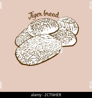Cartoon Dutch crunch bread or tiger bread character, bakery and pastry ...