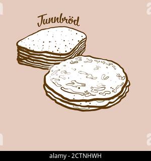 Hand-drawn Lefse bread illustration. Flatbread, usually known in Norway ...