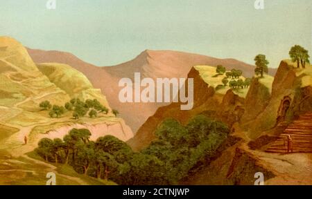 Coloured Illustration of the Valley of Hinnom [Gehenna or Gehinnom ...