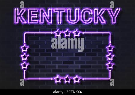 Kentucky US state glowing purple neon lamp sign Stock Vector Image ...