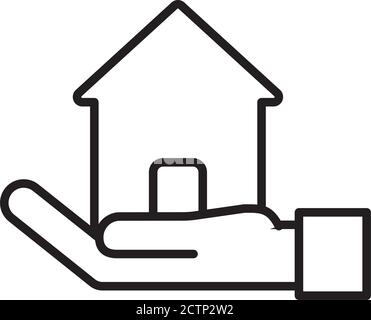 hand lifting house insurance line and fill style Stock Vector Image ...