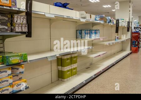 An empty supermarket aisle in Waitrose, Hexham Stock Photo - Alamy