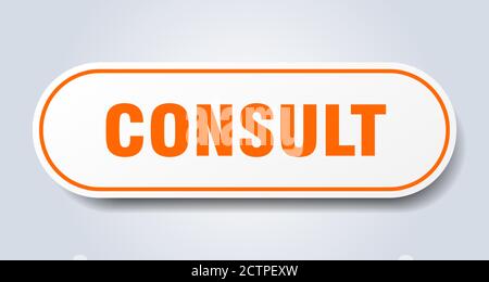 consult sign. rounded isolated sticker. white button Stock Vector Image ...