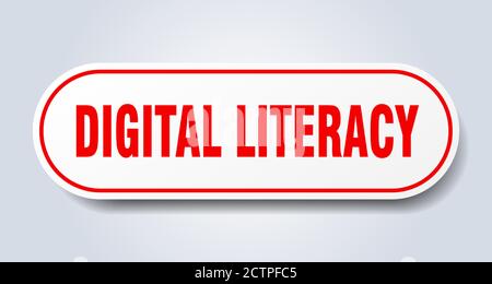 digital literacy sign. rounded isolated sticker. white button Stock ...