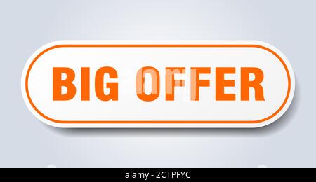 big offer sign. rounded isolated sticker. white button Stock Vector ...