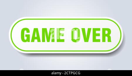 game over sign. rounded isolated sticker. white button Stock Vector ...